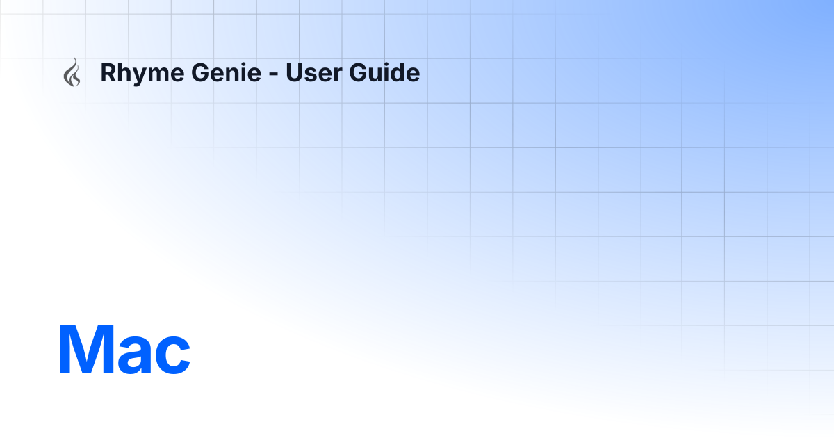 Mac | Rhyme Genie - User Guide