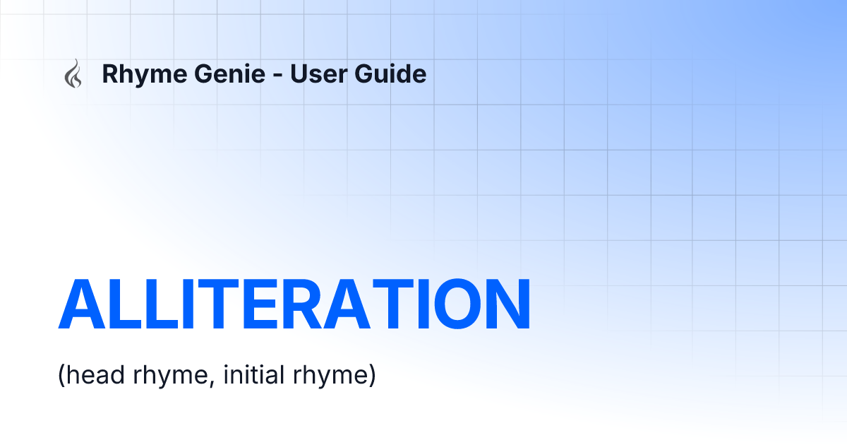ALLITERATION | Rhyme Genie - User Guide